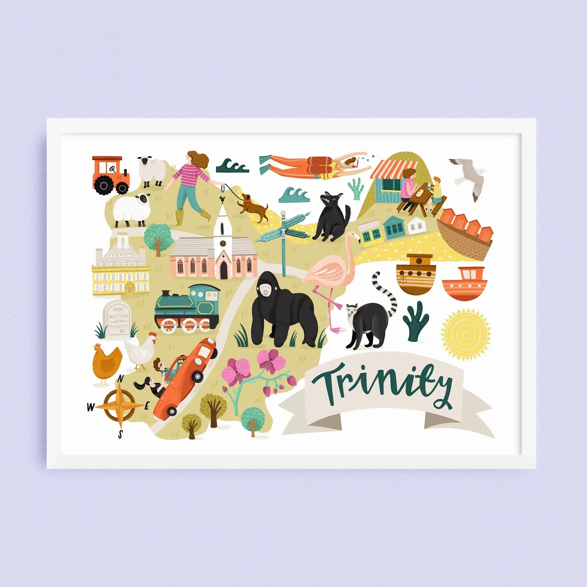Trinity Map Jersey Print | Parish Illustrated Poster | Lauren Radley